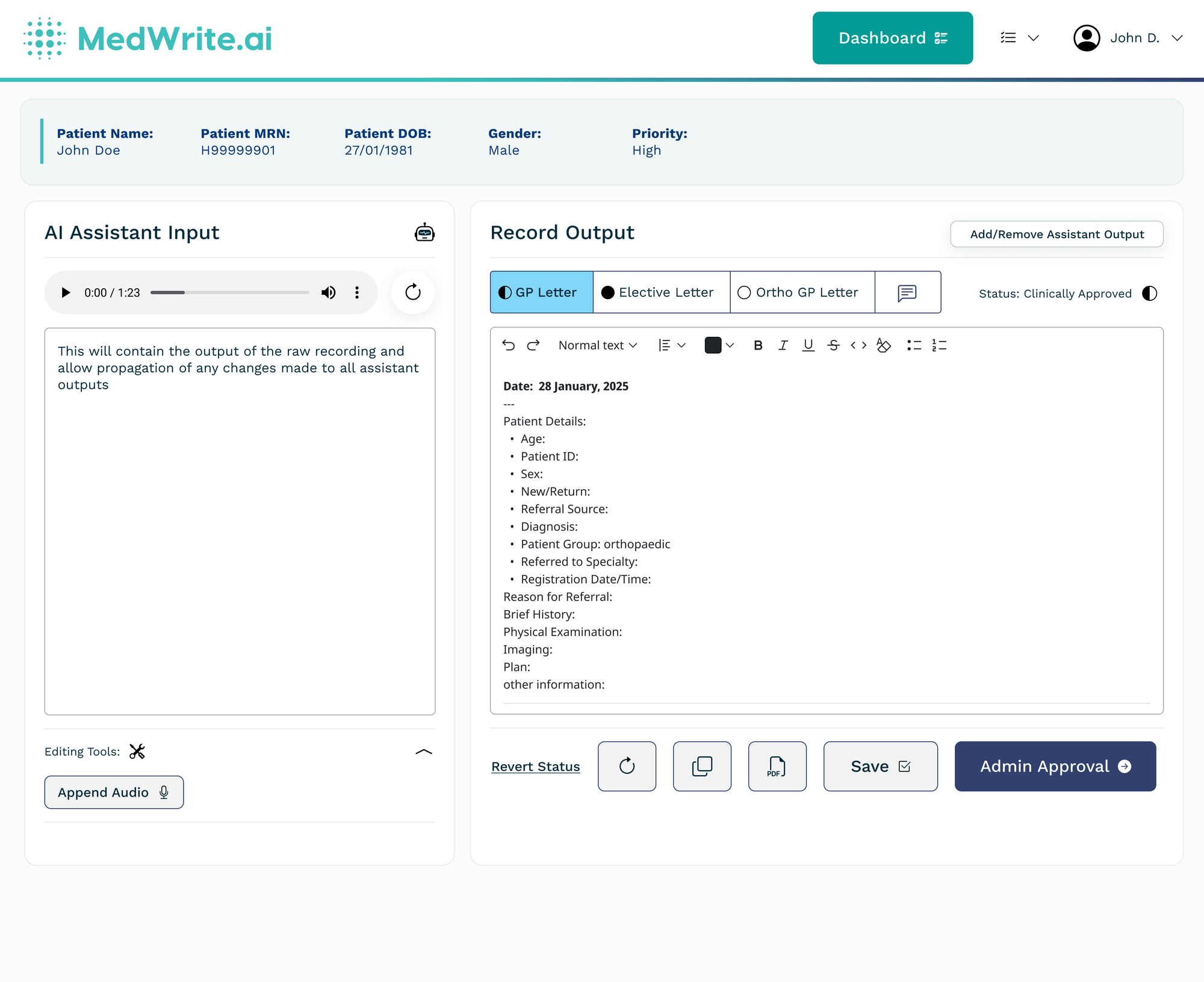 MedWrite AI – Clinical Documentation